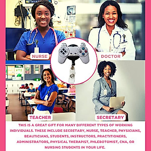 Video Game Nostalgia Controller Retractable ID Badge Reel - Alligator Clip