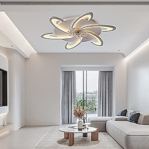 Ceiling Fan with Lights Remote Control, Bladeless Remote Control Ceiling Fans, 32.28" White Ceiling Fan with Light for Bedroom Living Room Kitchen