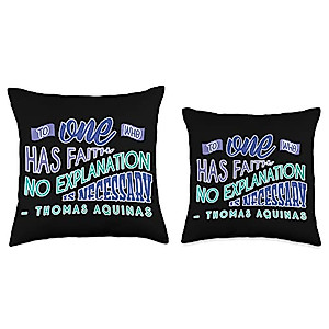 Christian Faith Gift Tees St. Thomas Aquinas Quote Christian Faith Throw Pillow, 18x18, Multicolor