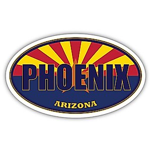 Phoenix City Arizona State Flag | AZ Flag Maricopa County Oval State Colors Reflective Sticker Car Decal 3x5 inches