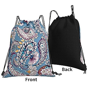 Delhiponics Ethnic Elements Drawstring Backpack Waterproof Gym Sports Trave String Bag Adjustable Lightweight Drawstring Bag Sports Dance Sackpack