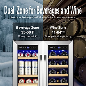 Wine and Beverage Refrigerator Upgraded, 24 Inch Beverage Refrigerator Cooler Dual Zone with Glass Door, Under Counter or Freestanding Beverage Fridge with Large Capacity, Advanced Cooling System
