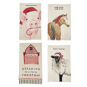 Mud Pie Farm Animal Watercolor Christmas Towel, Pig, 26" x 16.5"