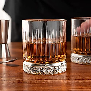 Restaurantware Elysia 7 Ounce Whiskey Glasses 12 Cut Rocks Glasses - Lead-Free Weighted Base Clear Glass Tumblers Dishwasher-Safe For Scotch Bourbon And Cocktails