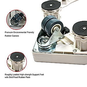 XINLAN Fridge Stand Mobile Base With 4 Locking Pair Wheels And 8 Oversized Strong Feet For Washer Dryer,Washing Machine Pedestal, Refrigerator Stand, Adjustable Square Base, Moving Roller (White)