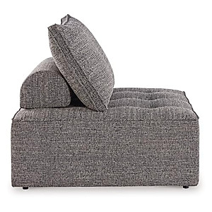 Signature Design by Ashley Bree Zee Contemporary UV Resistant Tufted Armless Outdoor Lounge Chair with Cushion and PVC Cover, Gray