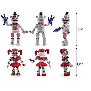 Toysvill Inspired by FNAF Sister Location Action Figures Toys (Set of 5 pcs), More Than 5 inches [Funtime Freddy Bear, Circus Baby, Ennard, Ballora, Funtime Foxy], Fun Action Simulator