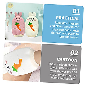 KOMBIUDA Exfoliating Gloves 2pcs Cartoon Bath Towel Loofah Hand Towel Plant Fibres Child Body Scrub Gloves