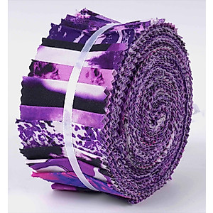 Soimoi 40Pcs Tie Dye Print Cotton Precut Fabrics for Quilting Craft Strips 2.5x42inches Jelly Roll - Purple