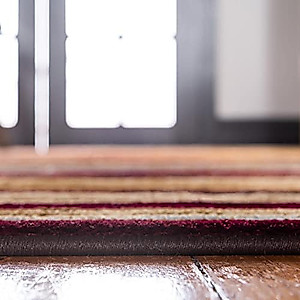 Unique Loom Barista Collection Modern, Abstract, Stripes, Urban, Rustic, Warm Colors Area Rug, 8' 0 x 10' 0 Rectangular, Multi/Beige