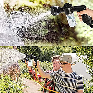 High Pressure 8 in 1 Car Wash Brush Foam Gun,Garden Hose Nozzle Foam Cannon Bottle Soap Sprayer,Watering Plants,Showering pet,Wash Car(Black)