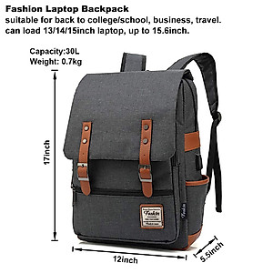 FEWOFJ Professional Laptop Backpack, Women Vintage College School Bookbag - Black