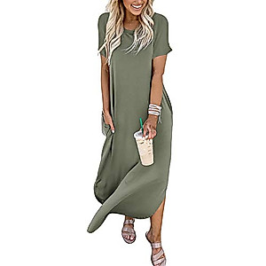 ANRABESS Women's Summer Maxi Dress Casual Loose T-Shirt Dress s Long Dress Short Sleeve Split A222-ganlanlv-M