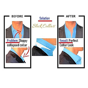 Slick Collar Shirt Collar Support System set with 3 adjustable, 10 premium Collar Stays & a Durable tin Travel EDC Box Black