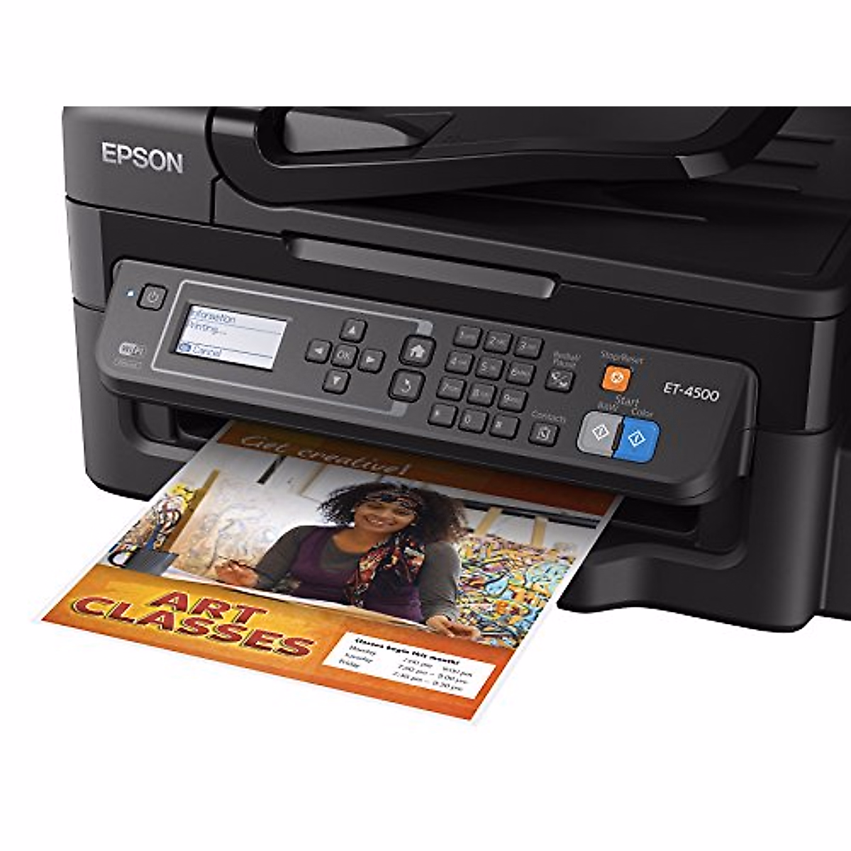 Epson WorkForce ET-4500 EcoTank Wireless Color All-in-One Supertank Printer with Scanner, Copier, Fax, Ethernet, Wi-Fi, Wi-Fi Direct, Tablet and Smartphone (iPad, iPhone, Android) Printing, Easily Refillable Ink Tanks