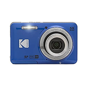 Kodak PIXPRO FZ55 Digital Camera (Blue) + Point & Shoot Camera Case + Sandisk 128GB SDXC Memory Card