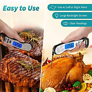 HAOYEE Digital Meat Thermometer, Premium Multifunctional Food Thermometer with LCD Display, Long Probe and Magnetic, Suitable for Home and Kitchen Barbecue Edible Oil Frying, Baking, etc.