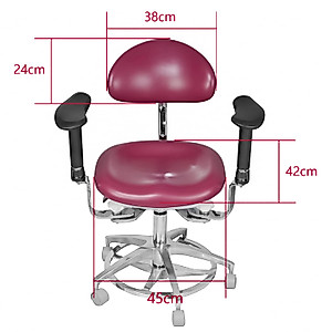 NSKI 360° Swivel Mobile Chair Dental Dynamic Seat Doctor's Stool with Armrest Foot Control PU Leather