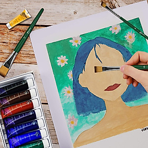 Deluxe Art Supplies 27 Pieces Art Set with Tabletop Easel, 12 Colors Acrylic Paint, 10 Paint Brushes, 3 Canvas Panels, Palettes