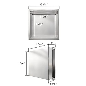Odass | Shower Niche | 12" X 12" | NO Tile Needed | Square Stainless Steel #304 Niche | Brush Recessed Single Shelf Organizer | Bathroom Storage for Shampoo Bottle