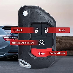 Aichiyu 3+1 Buttons Flip Smart Remote Key Fob Replacement Fits for Jeep Wrangler 2018-2022 Gladiator 2019-2022, FCC ID: OHT1130261, P/N: 68416784AB , 68416784AA , 68416784