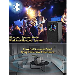 Portable Projector Native 1080p Home Theater, WiFi Projector Wireless for Android/iOS and Support iOS Cable Cast, LED Mini Projectors Built-in Bluetooth Speaker, Compatible with TV Stick,DVD,PC,HDMI