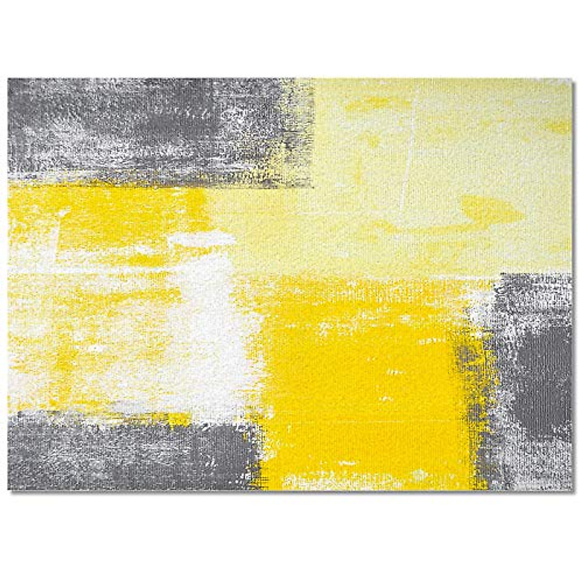Yellow Area Rug 2'8"x5' for Living Room Bedroom Modern Abstract Gray Rug Soft Shag Rugs Non-Slip Entryway Carpet Non-Shedding Playing Mat for Kids Nursery Room Washable Rug