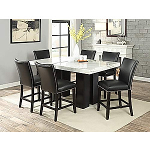 Steve Silver Camila Marble Top Rectangular 7-Piece Counter Height Dining Set - Black