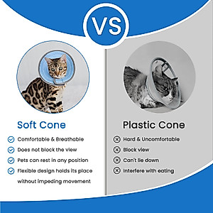 IDOGCHEW Cat Cone Collar Soft, Cat Recovery Collar Stop Licking After Surgery, Kitten Elizabethan Collar, Adjustable, Lightweight, Comfortable - Blue, S