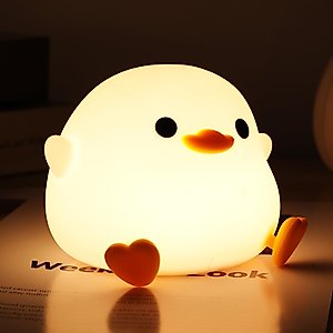 Daixinde Duck Night Light, Cute Duck Light, Rechargeable Dimmable Nightlight, Silicone LED Bedside Lamp Nursery Nightlight with 20 Minutes Timer and Touch-Sensitive for Bedrooms, Living Room