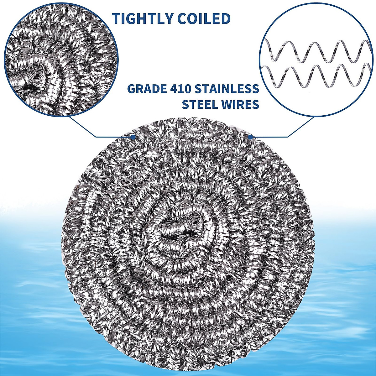 GUEICN Stainless Steel Scrubber Scrubbing Scouring Pad Magic Eraser Sponges Clean Pot Pan and Broiler Rack Steel Wool for Kitchen Bathroom (10Pcs Metal Scrubber)