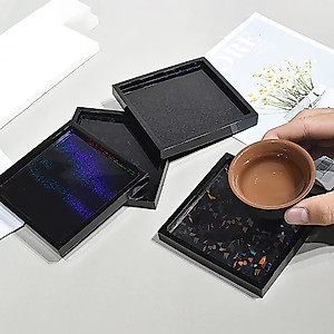 4Pcs Holographic Resin Silicone Mold Set for Coasters,DIY Rainbow Light Cups Mat Epoxy Casting Mold for Home Table Decoration (Square)