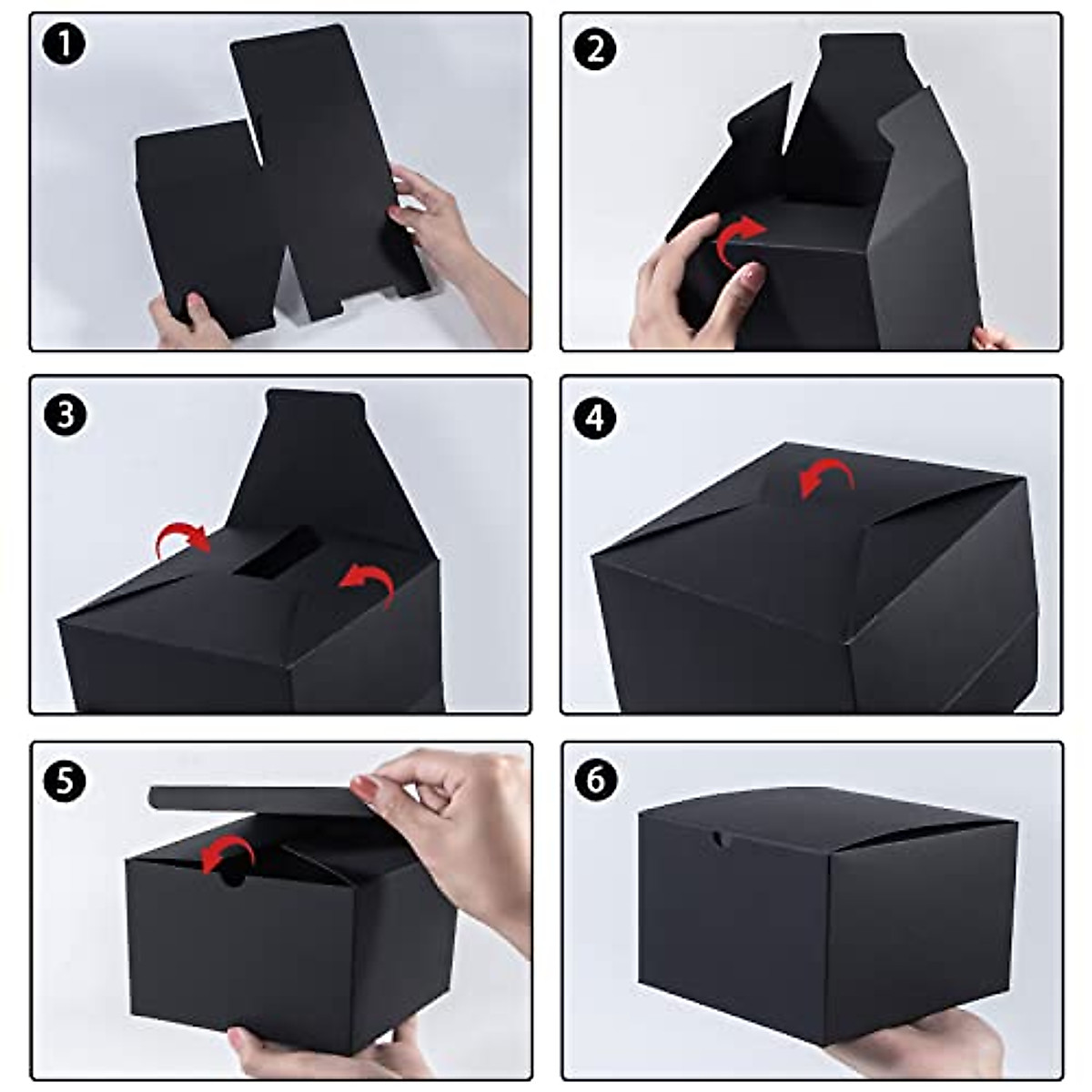 NIGNYA Black Gift Boxes, 20 pcs Large Gift Boxes with Lids Bridesmaid Proposal Box Weddings Party for Presents, 6x6x4 inch, Easy Assemble