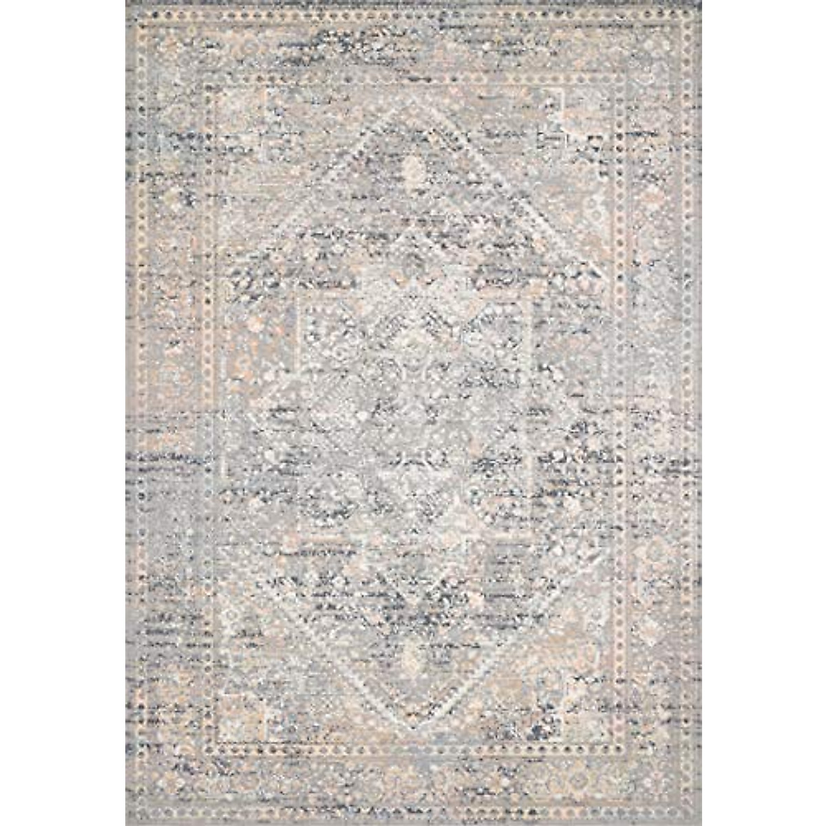 Loloi II Lucia Collection LUC-01 Grey/Sunset, Transitional 7'-9" x 10'-6" Area Rug