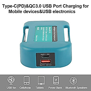 ZLWAWAOL 2 Pack USB Charger Adapter Compatible with Makita 18V Battery 2 USB Holder with Type-C Fast Charging