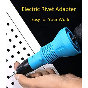 Rivet Gun for Cordless Drill Electric, 4EVERHOPE Electric Drill Tool Kit Riveter Adapter Insert Nut Hand Power Tool Accessories (Blue,8mm)