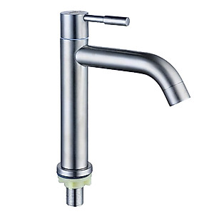 Cabilock Cabilock Single Cold Basin Faucet Stainless Steel Kitchen Faucet Bathroom Metal Faucet (Style 3)