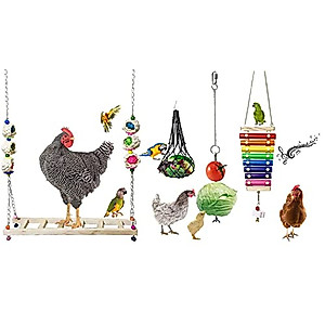 AFXOBO 4Pcs Bird Chicken Pet Toy Net Bag Swing Chewing Pet Toy Chicken Bird Cage Accessories *TUQ0073