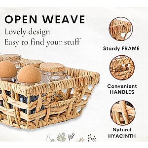 CHI AN HOME Wicker Baskets for Gifts, Set of 2 Hyacinth Shelf Baskets 14 x 11 x 5, Open Weave Baskets for Storage, Wicker Shelf Baskets, Open Weave Woven Snack Baskets for Pantry, Cabinet