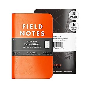 Field Notes: Expedition 3-Pack Waterproof Notebook with Dot-Graph Paper - 3.5" x 5.5"