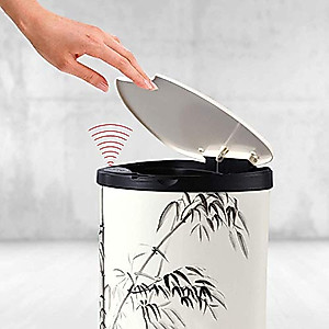 LXXSH Creative Living Room Bedroom Smart Trash Can 9L Household Trash Can with Lid Metal Automatic Induction Trash Can Round Barrel-Shaped Office Trash Can