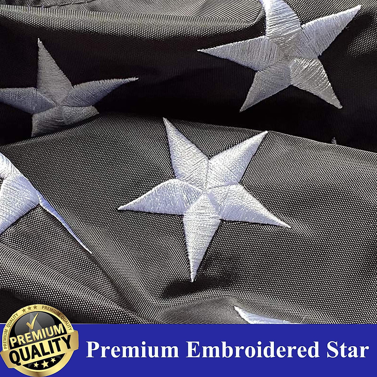 Thin Blue Line American Flags 3x5 Outdoor Made In USA- Embroidered Police Heavy Duty Blue Lives Matter USA Flag- 210D Nylon Flags 4 Rows Stitches Embroidered Stars