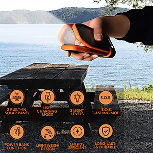 EXORUX 3in1 Solar Camping Lantern/Outdoor Tent Flashlights for Camping, Collapsible Clover Style LED Emergency Light, USB Fast Rechargeable Solar Lantern for Power Outages, Hanging Camping Flashlight