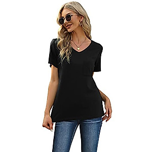 RUBZOOF Two Piece Outfits for Women Short Sleeve V Neck Casual Summer Pjs Lounge Sets Black XL