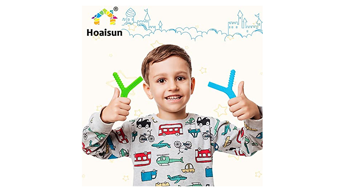 Sensory Chew Toys for Autistic Children, 2 Pack Chewy Tubes Sticks Oral ...