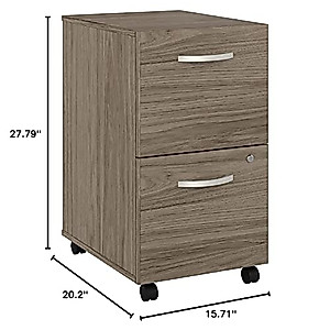 Bush Business Furniture Hybrid 2 Drawer Mobile File Cabinet-Assembled, Modern Hickory