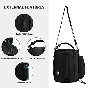 MIER Insulated Lunch Box Bag Expandable Lunch Pack for Men, Women, Without Water Bottle Holder, Black