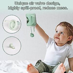 Laucci Straw Sippy Cups for Baby 6-12 Months and Toddlers 1-3 Year Old, Glass Sippy Cups with Handles for Infant, BPA Free, Non-Toxic, Spill-Proof, Drop-Proof (Morandi Green) 9 fl oz