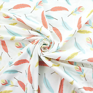 Tribal Feathers DBP Fabric - Double Brushed Polyester 4 Way Stretch - 1/2 Yard