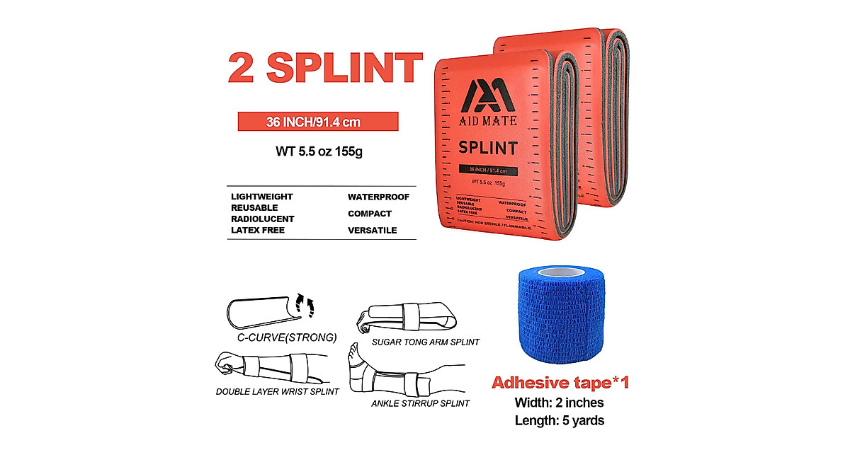 AID MATE First Aid Splint 36" X 4.3" - Professional Support for Injuries